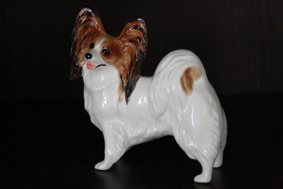 Papillon dog figurine ceramics handmade statue porcelain | Etsy