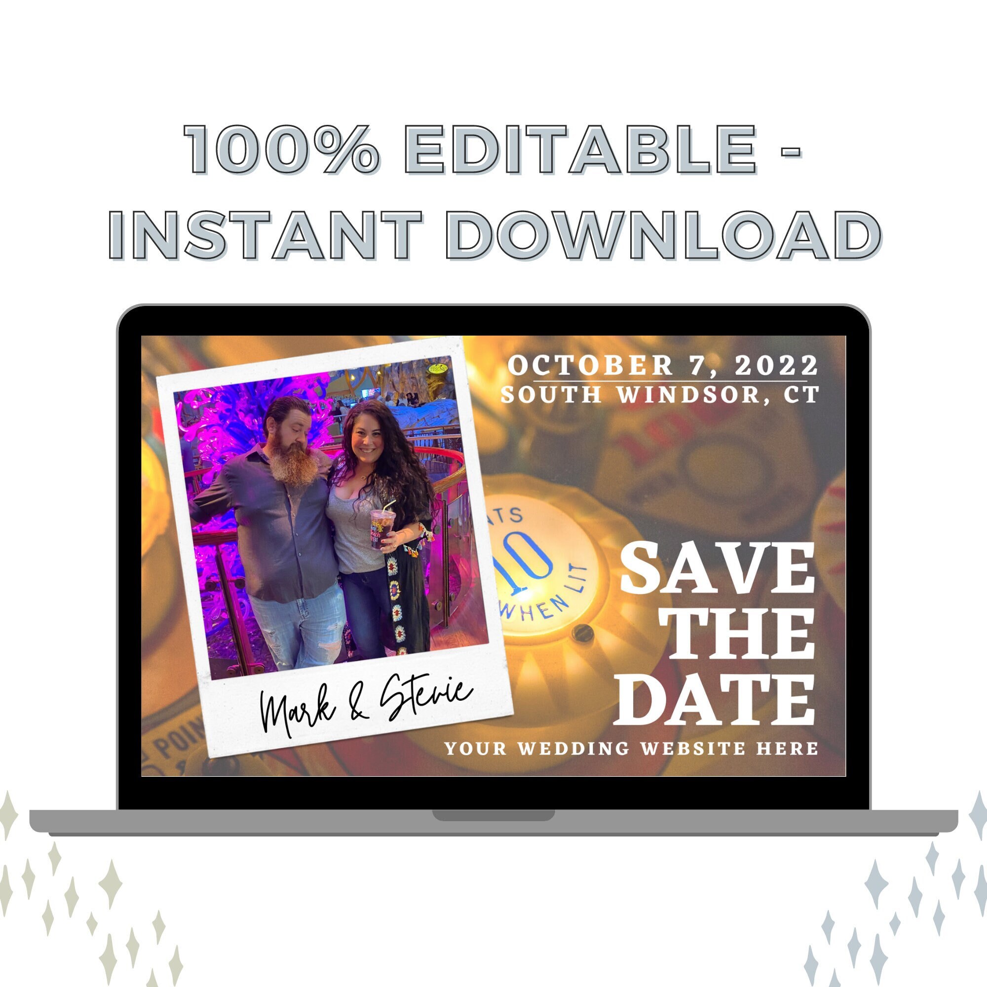 Custom Save the Date Template, Instant Download, Pinball Themed Party ...