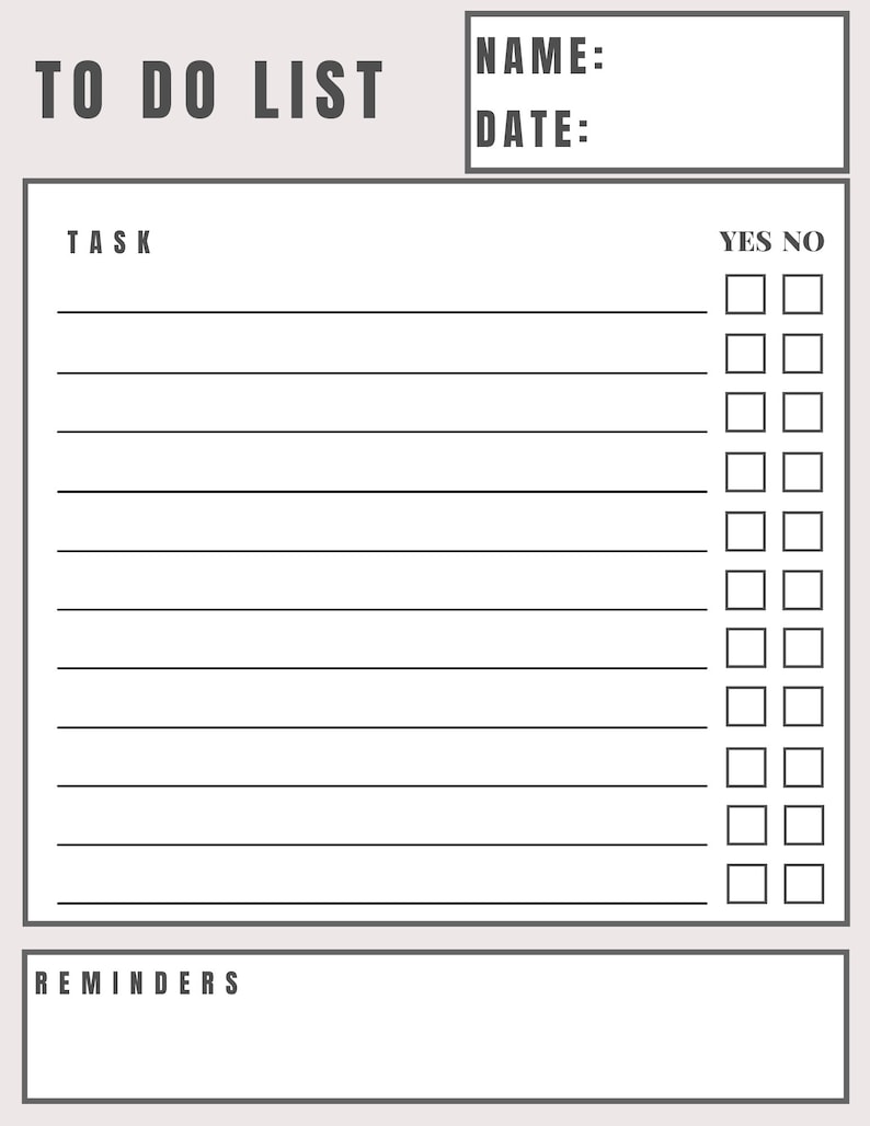 To Do List Printable Canva, Custom Todo Sheet, Simple Minimalist ...