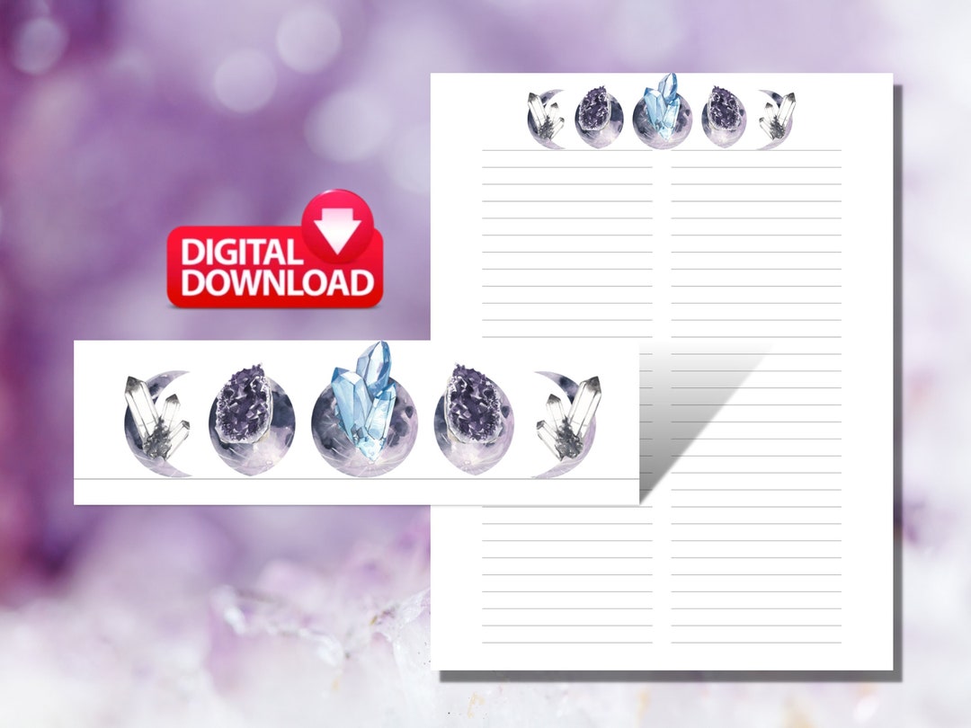 Moon Phases Printable Stationery, Crystal Lovers Print at Home ...