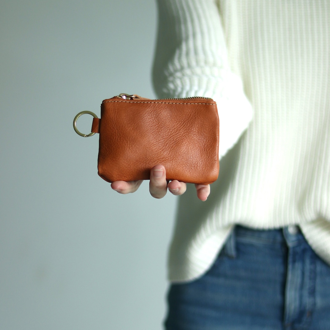 Personalized Leather Coin Purse With Keyring Small Wallet for Women ...