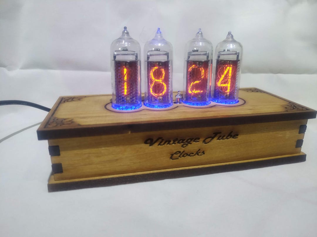 Nixie Tube IN-14 Alder Wood Clock With Blue Backlight - Etsy