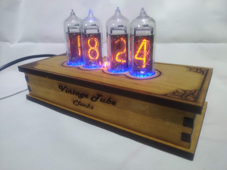 Nixie Tube IN-14 Alder Wood Clock With Blue Backlight - Etsy
