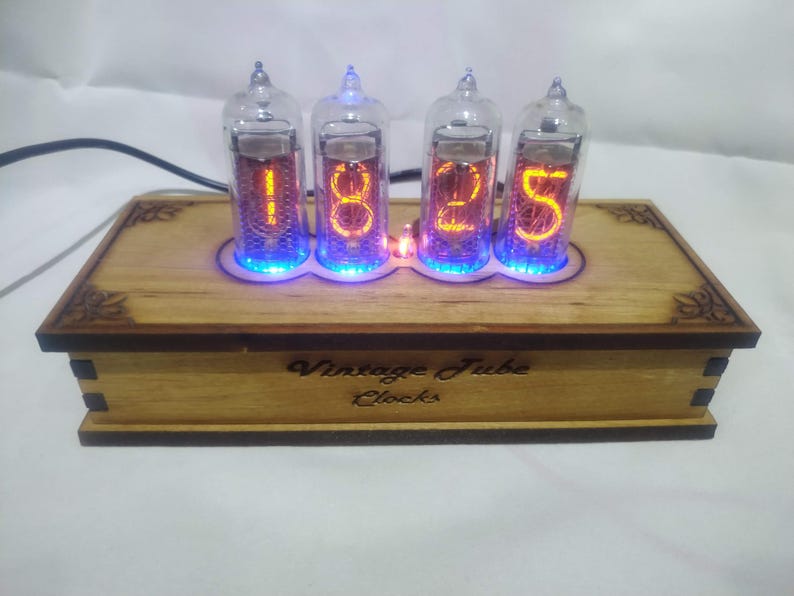Nixie Tube IN-14 Alder Wood Clock With Blue Backlight - Etsy