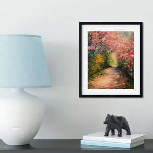 Winding Path Through the Garden With Spring Flowers in Bloom, Unframed ...