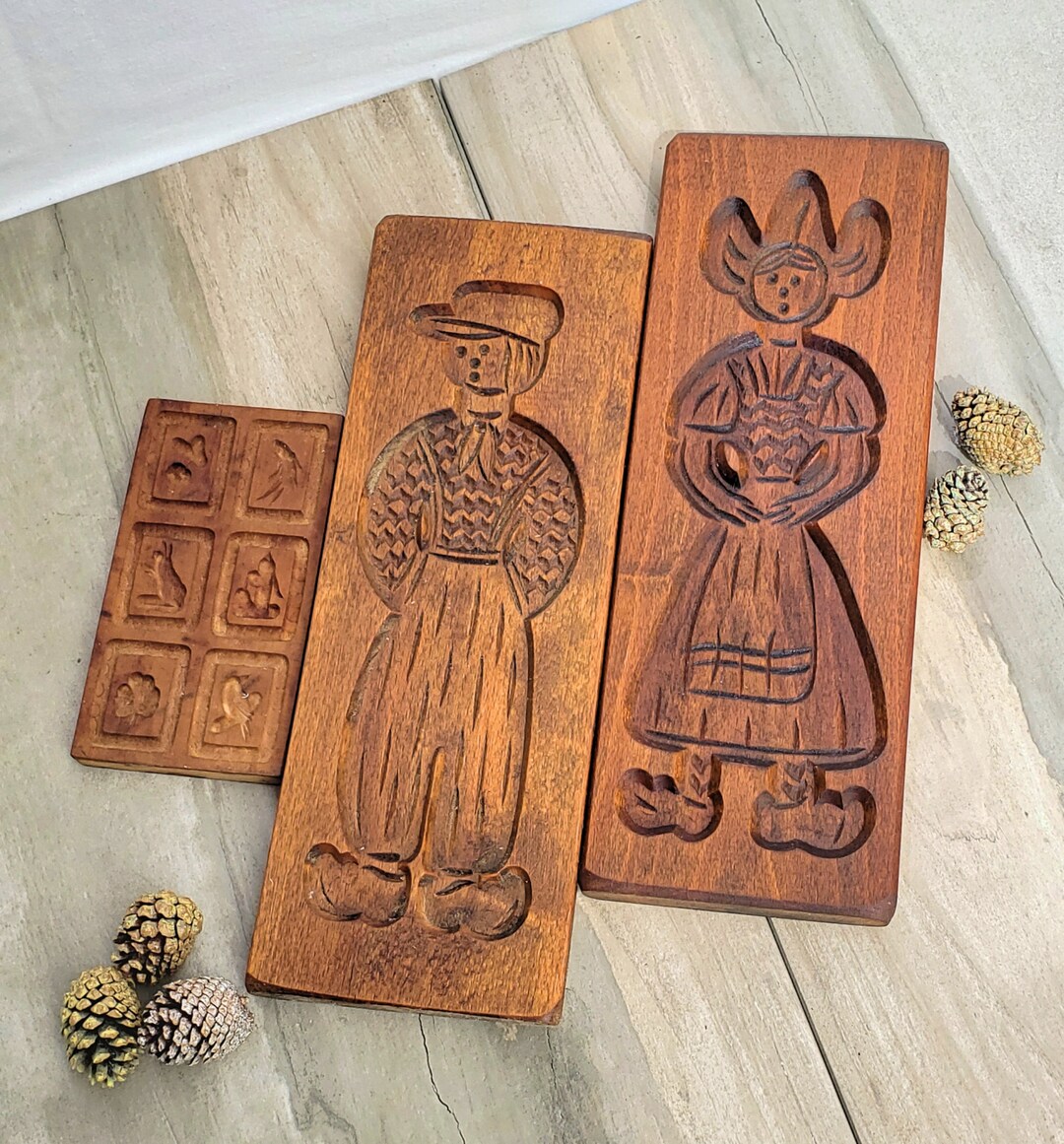 Vintage Set/3 Wooden Dutch Cookie Molds/hand Carved/made in Netherlands ...