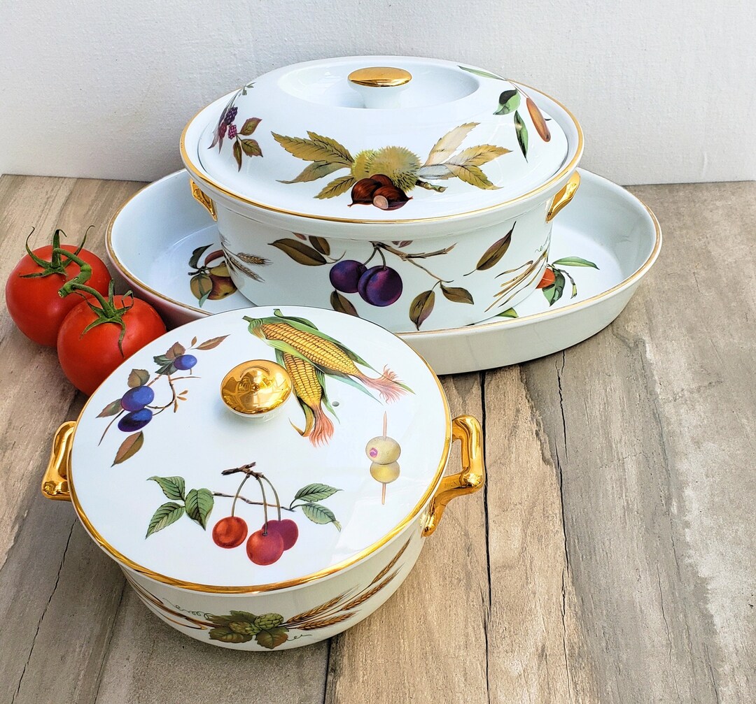 Vintage Set/3 Evesham Covered Casserole by Royal Worcester/fine ...
