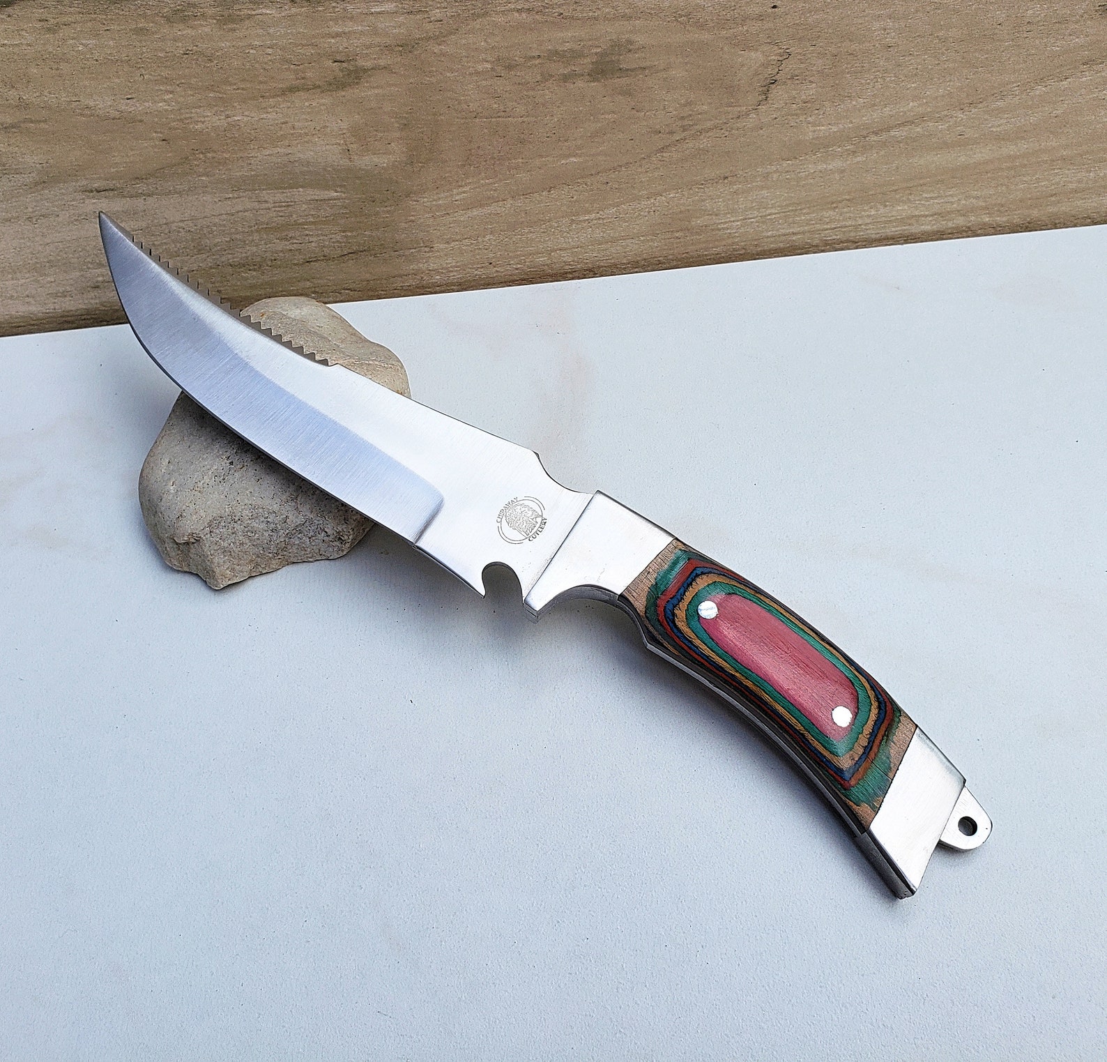 Fixed Blade 12 Inch Hunting Knife Ii/leather Sheath/pakkawood - Etsy