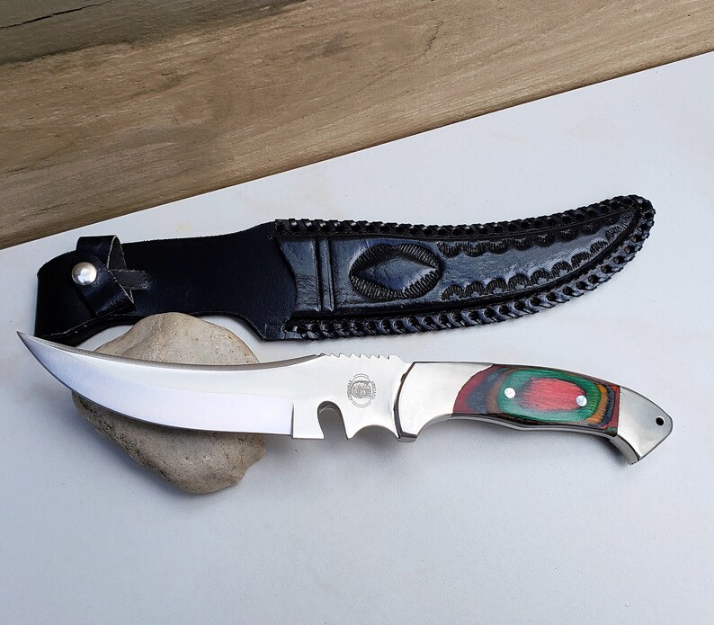 Fixed Blade 12 Inch Hunting Knife W Leather Sheath/chipaway Cutlery ...