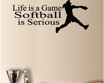 Softball Decal life is a Game Softball is Serious Softball - Etsy
