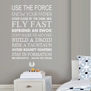 Use the Force, Star Wars - Wall Decal, Nursery, Popular Characters - Etsy