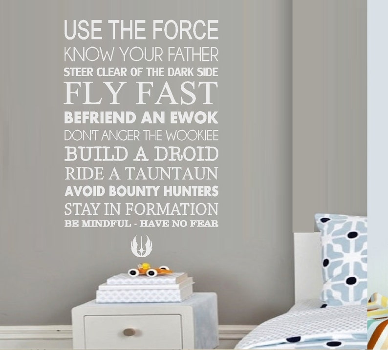 Use the Force, Star Wars - Wall Decal, Nursery, Popular Characters - Etsy