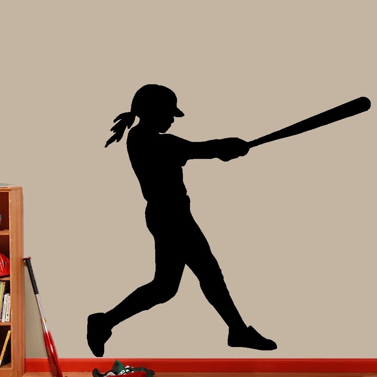 Baseball Girl Swinging Bat 2 Wall or Window Decal - Etsy