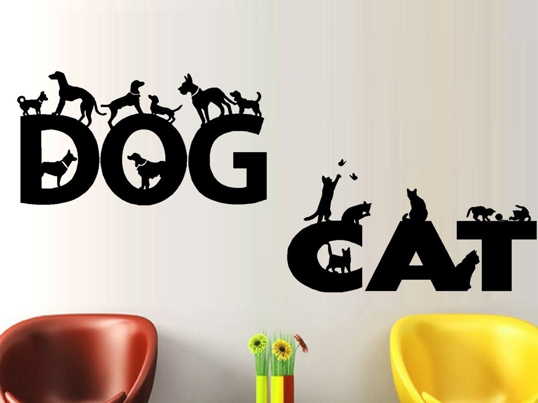 Dog and Cat: Wall and Window Decal - Etsy