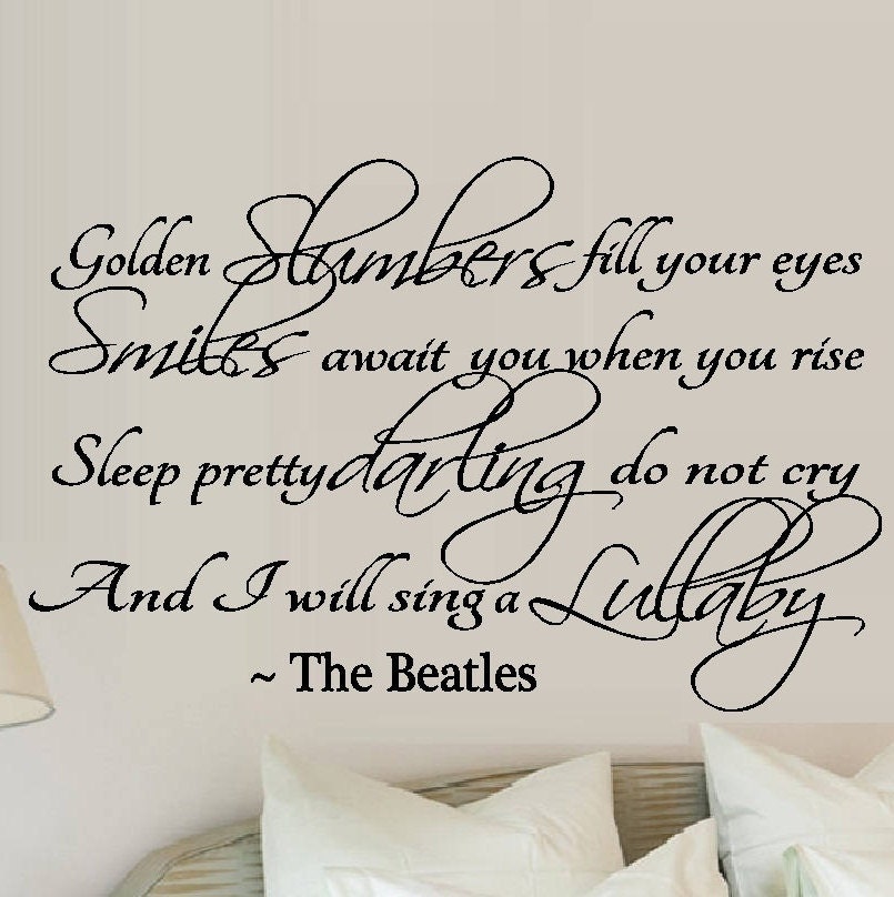 Golden Slumbers ~ Lyrics, Wall or Window Decal - Etsy