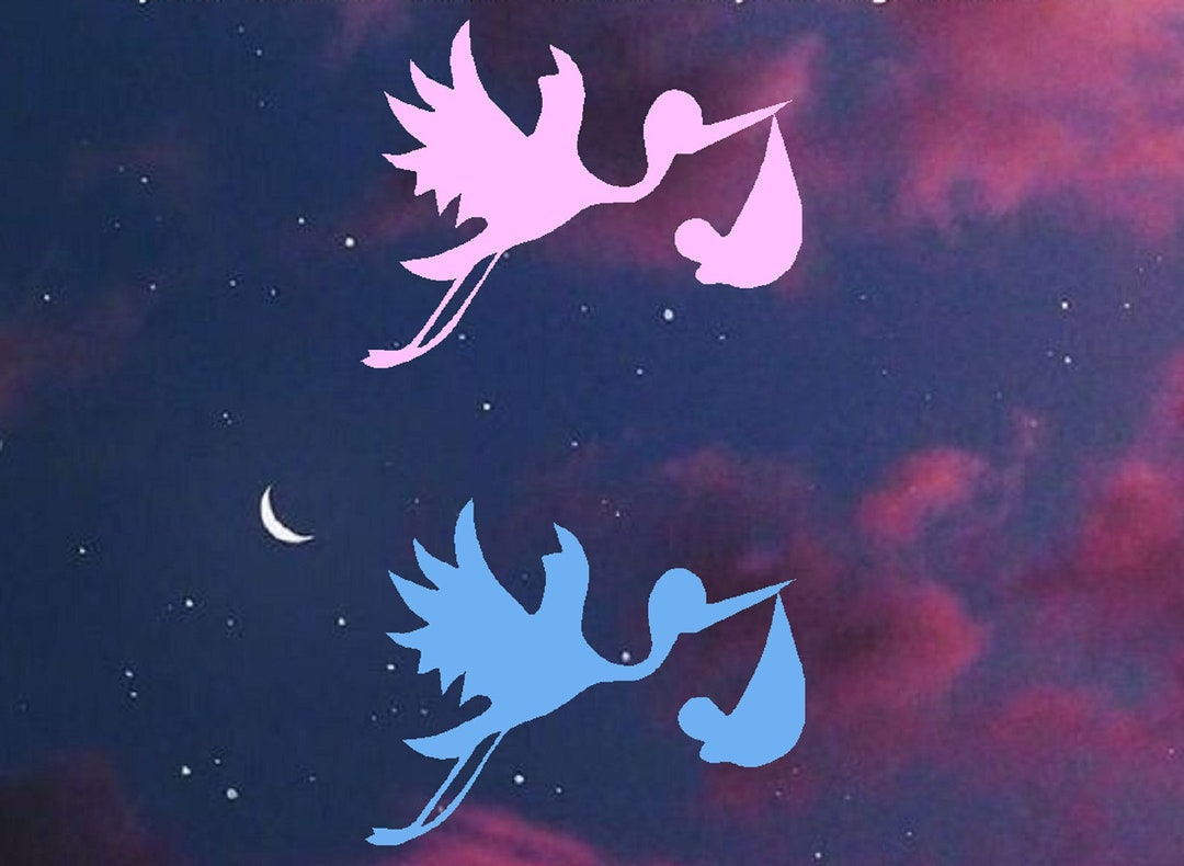 Stork Decal 2 X 2.5 Qty 20 on One Sheet, Choose Pink or Blue or I ...