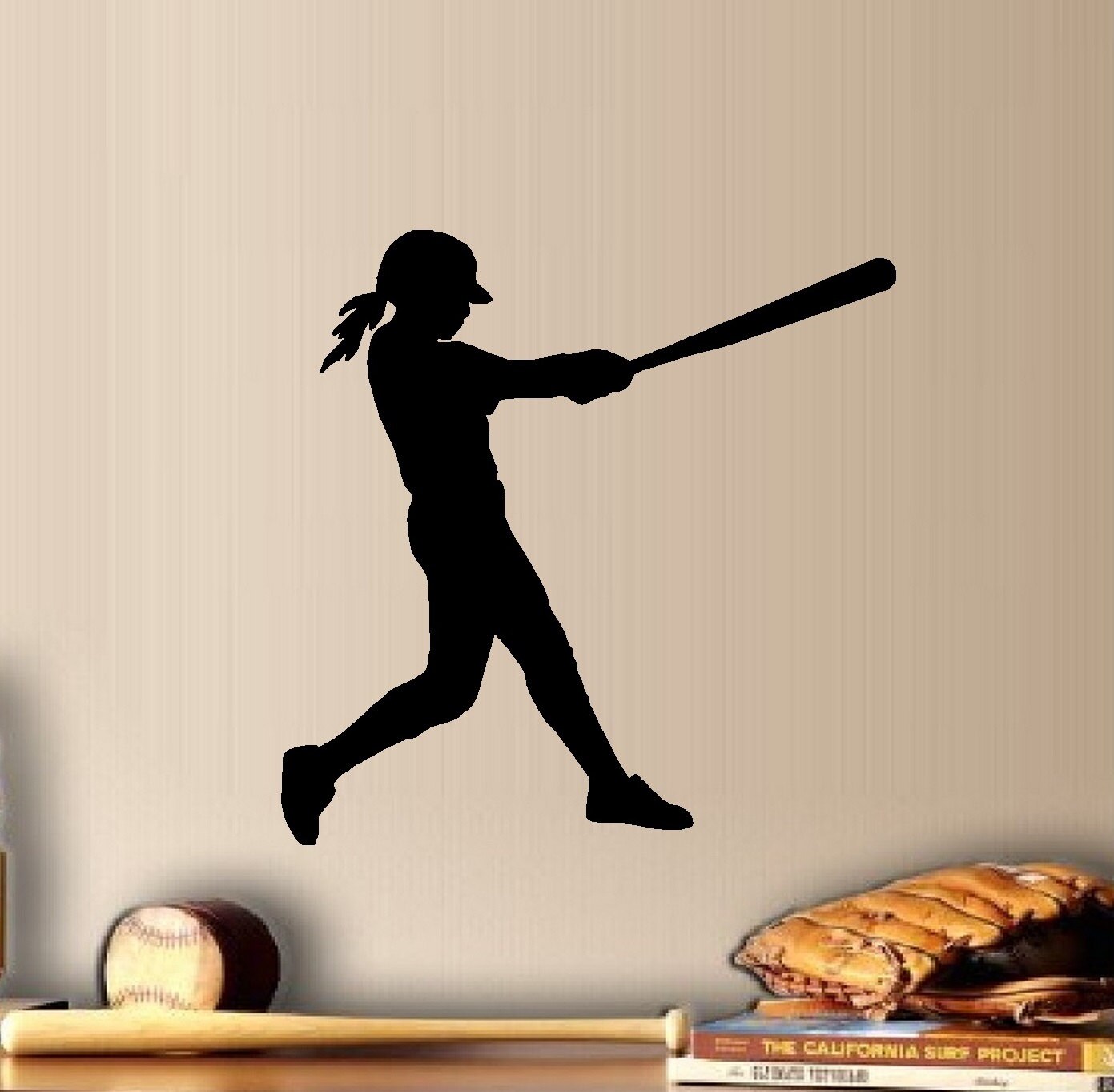 Baseball Girl swinging bat 2 Wall or Window Decal | Etsy
