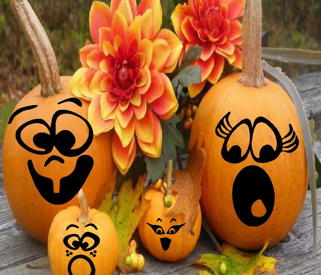 Pumpkin Faces Qty 12 Faces - Wall, Door, Pumpkin or Window Decal - Etsy