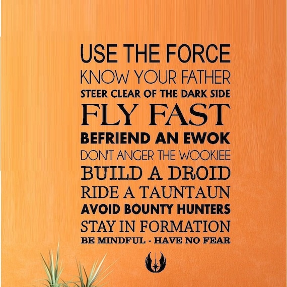 Use the Force Star Wars Wall Decal Nursery Popular | Etsy