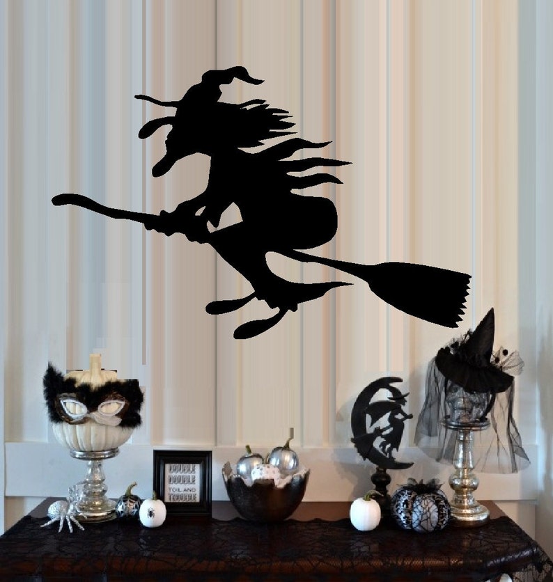 Goofy Witch on Broom #2, Wall or Window Decal : Halloween - Etsy