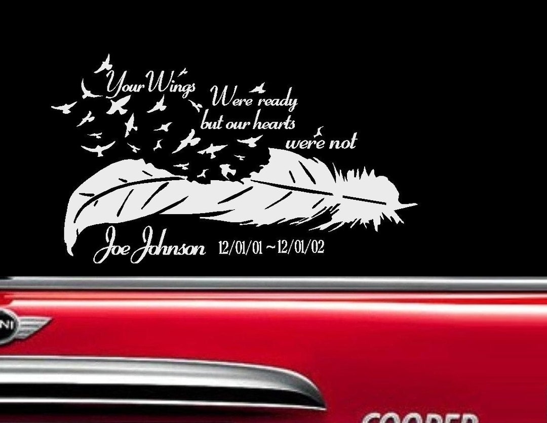 Custom Memorial Feather Decal, Loss Remembrance (7x13") - Etsy