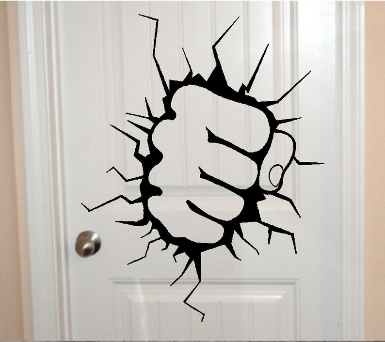 Fist Through the Wall, Punch Hand, Hulk ~ Wall, Door or Window Decal - Etsy