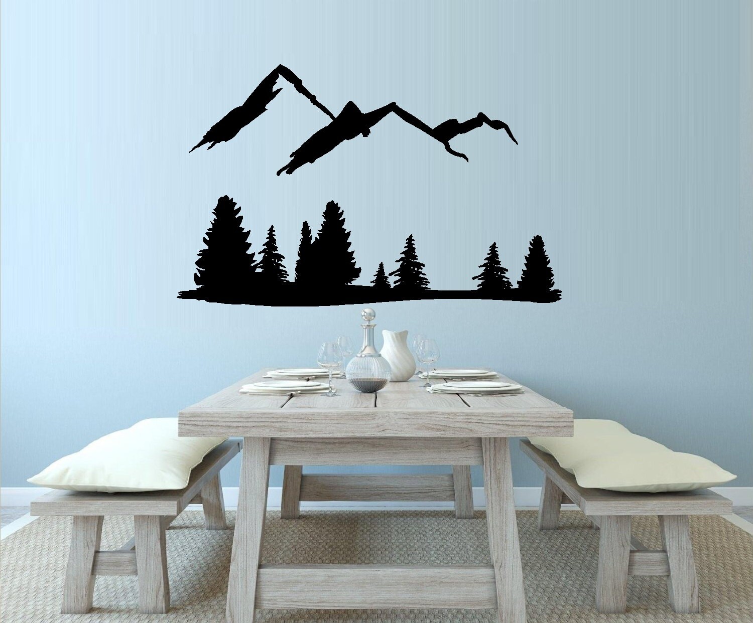 Deer Mountain Scene Wall or Window Decal - Etsy