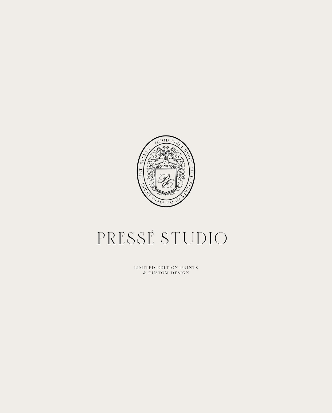 Baroque Crest . Semi-custom Crest , Artisanal Premade Logo, Peony Logo ...