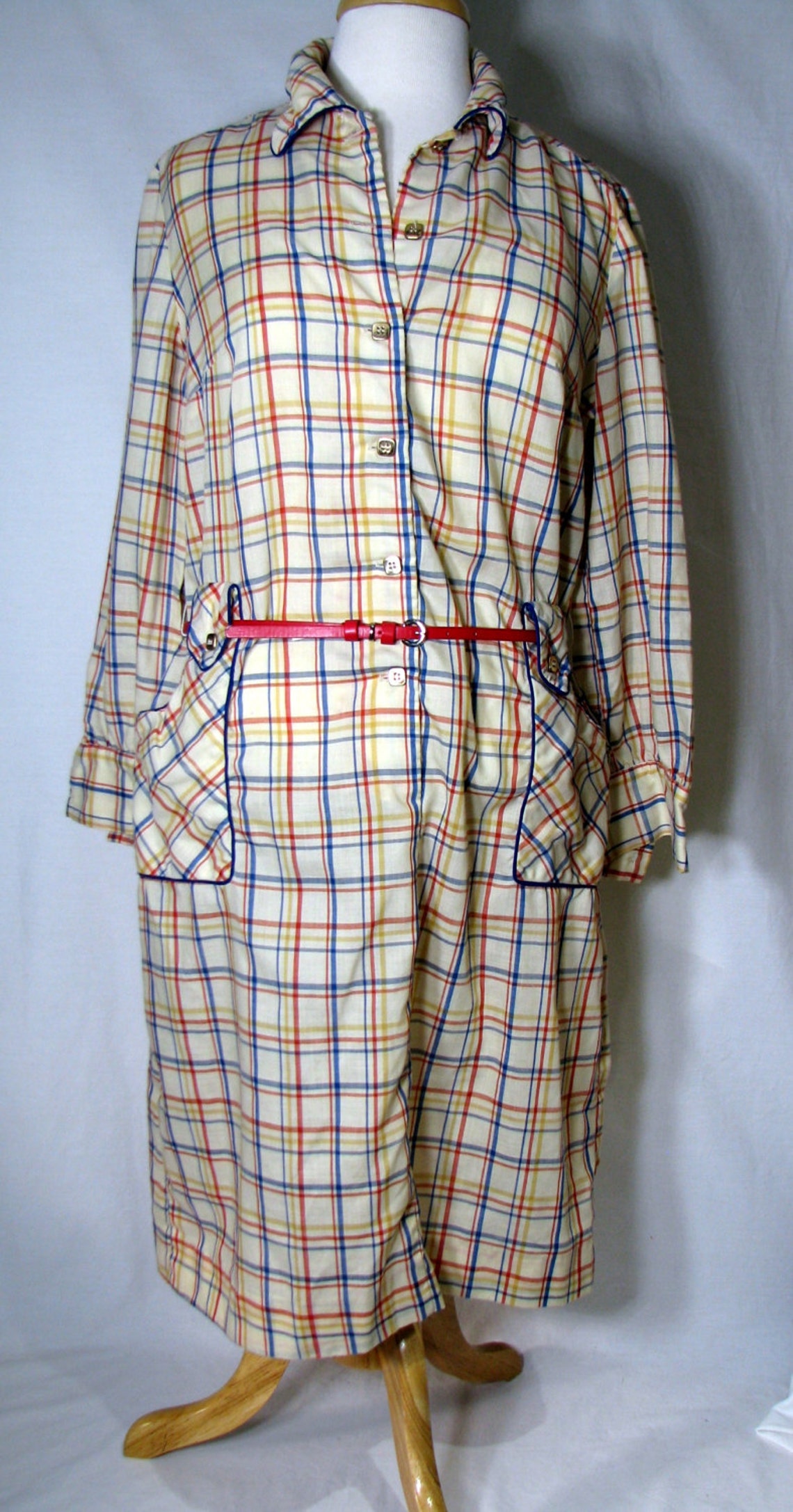 Vintage Dress Circa 1960s Shirt Dress Checkered Dress - Etsy