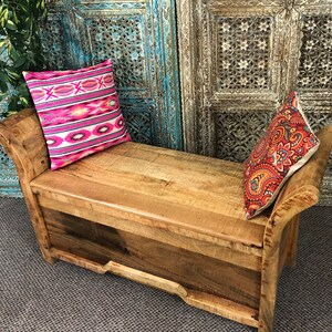 Solid Mango Wood Storage Bench Furniture Home and Living. - Etsy