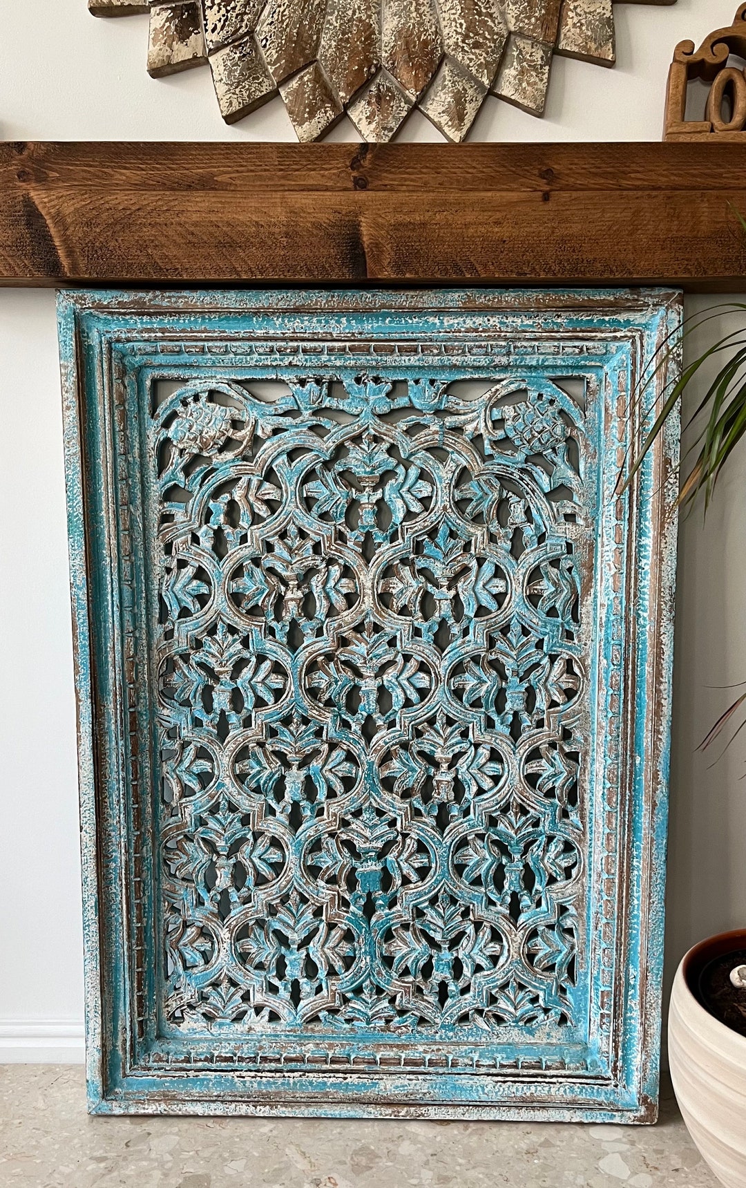 Antique Indian Jali Wall Panel, Wall Decor, Home Decor, Home and Living ...