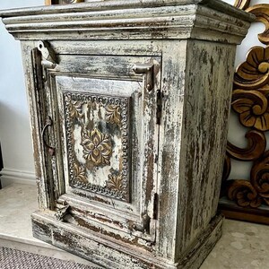 Distressed Mango Wood Bedside Cabinet, Furniture, Home and Living. - Etsy