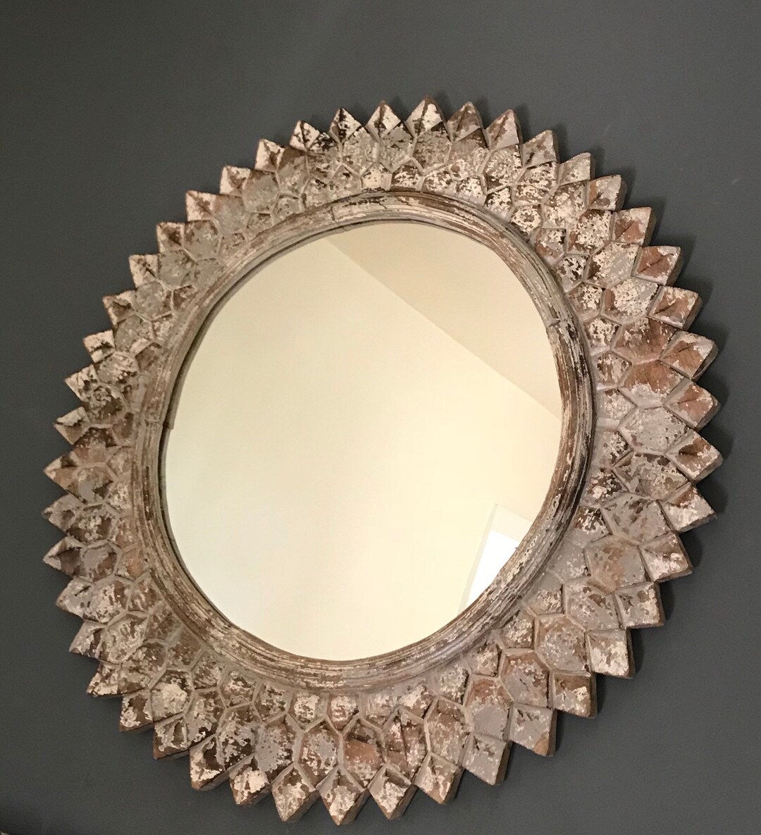 Mango Wood Sunflower Wall Mirror, Home and Living, Home Decor. - Etsy