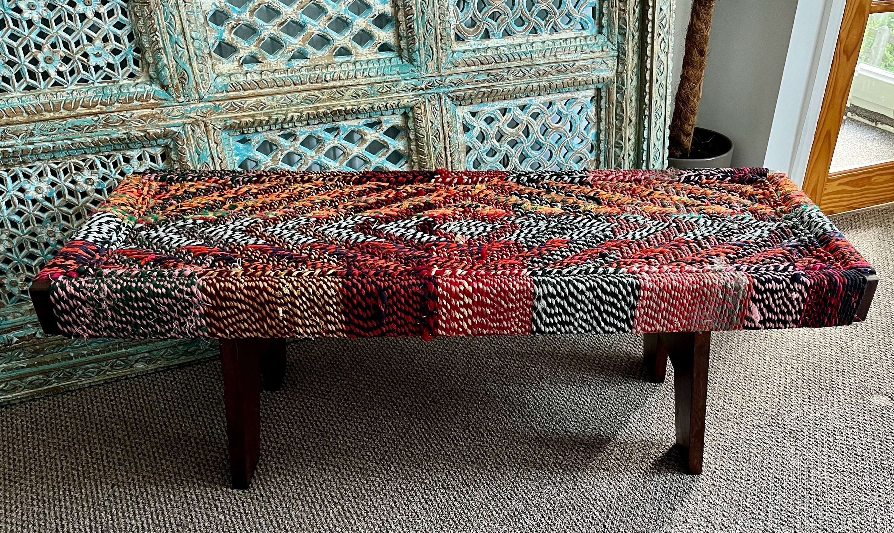 Handmade Woven Bench Chindi Bench Sustainable Furniture - Etsy