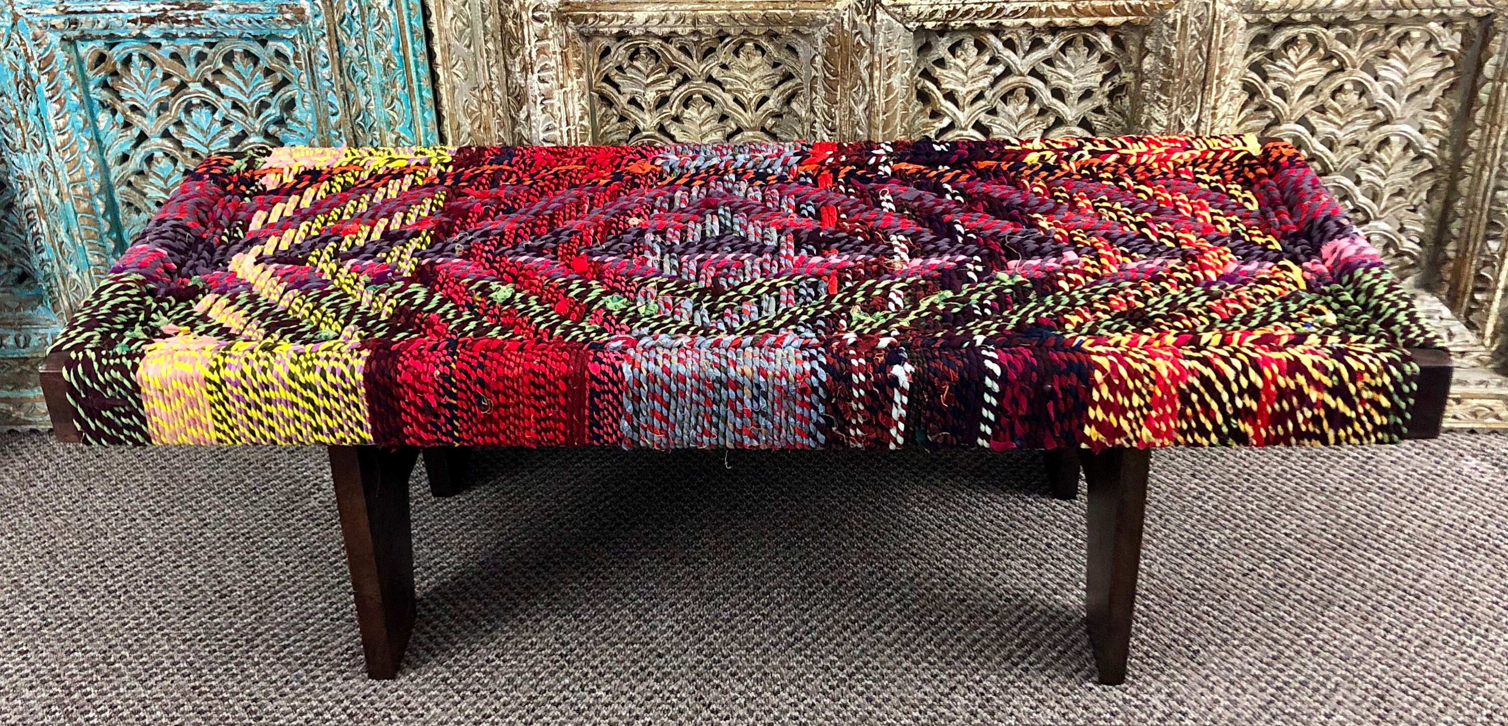 Handmade Woven Bench Chindi Bench Sustainable Furniture - Etsy
