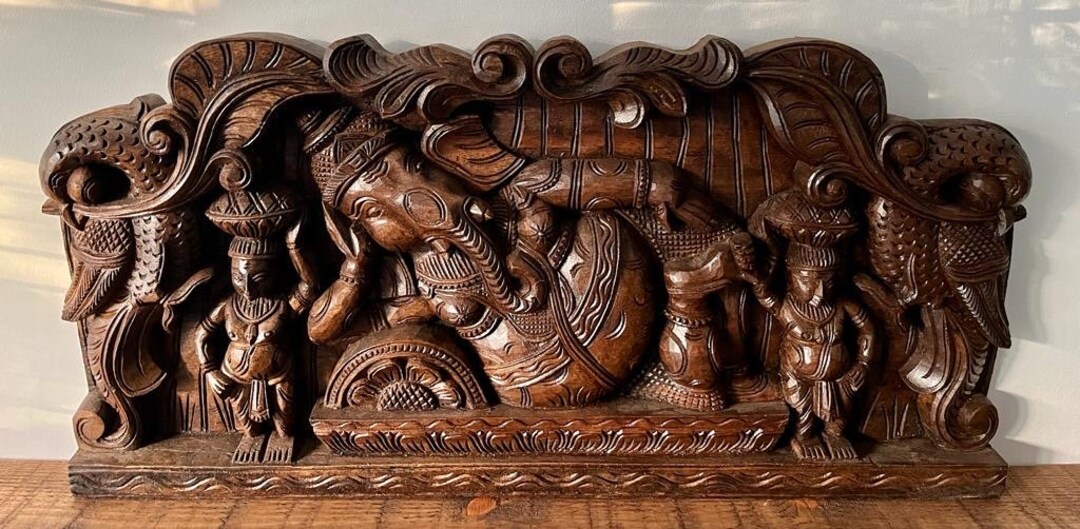 Ganesh Solid Mango Wood Wall Panel, Home Decor, Wall Decor ...