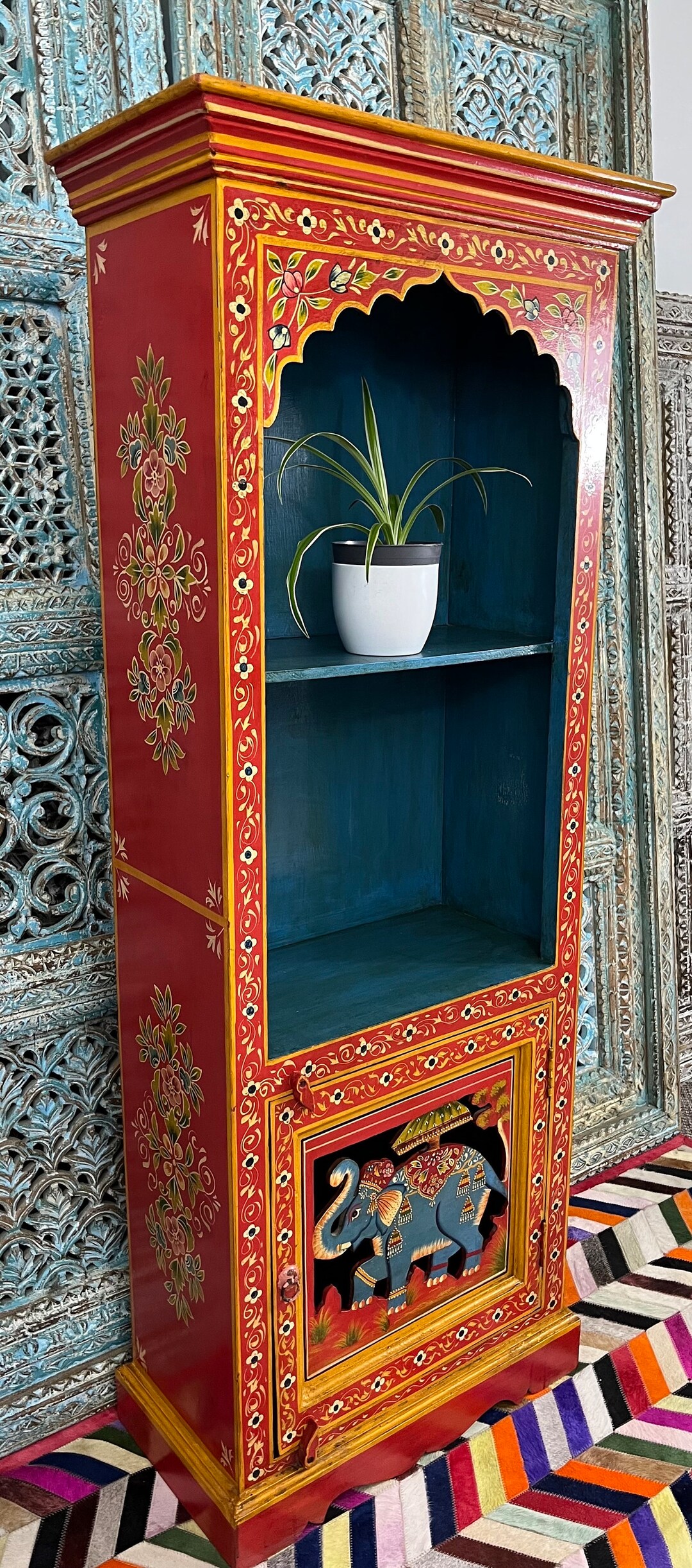Indian Hand Painted Bookcase, Bookshelf, Furniture, Home and Living - Etsy