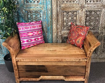 Wood Storage Bench - Etsy