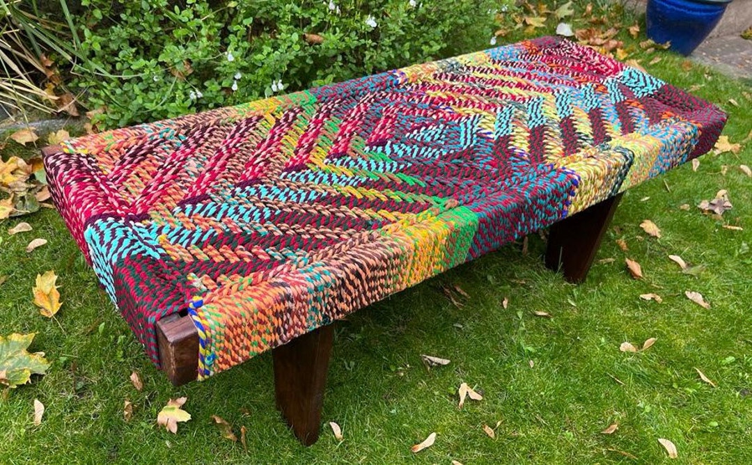 Handmade Woven Bench, Chindi Bench, Sustainable Furniture, Home Decor ...