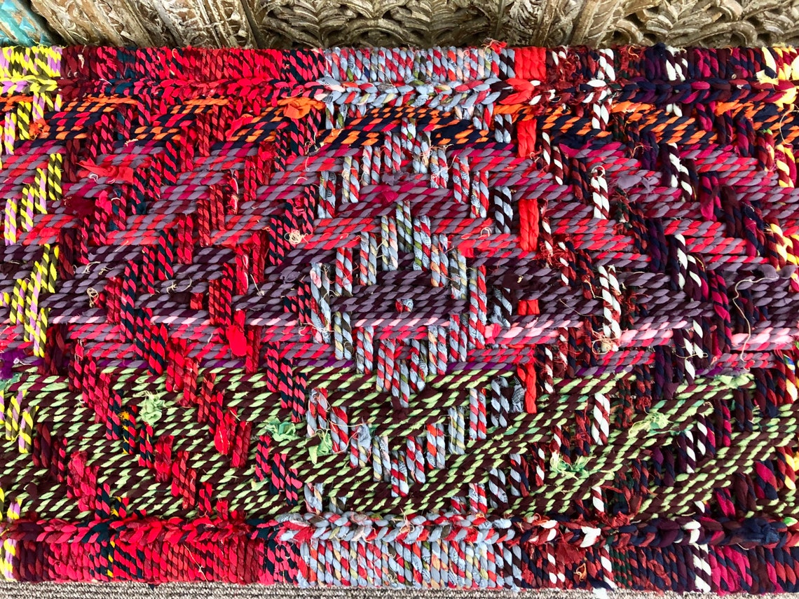 Handmade Woven Bench Chindi Bench Sustainable Furniture | Etsy