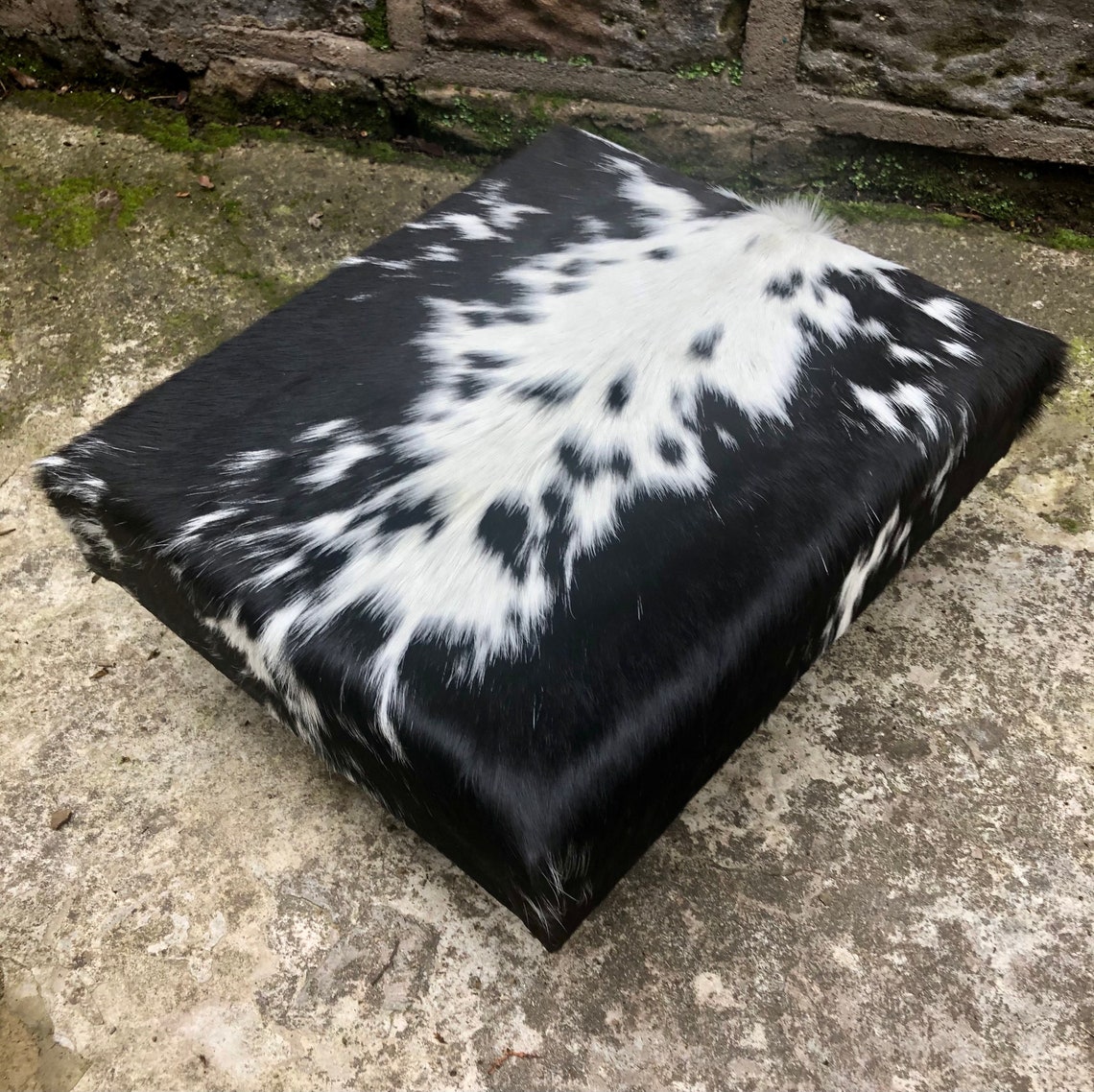 Cowhide Footstool Upholstered Stool Hair on Hide Home and - Etsy