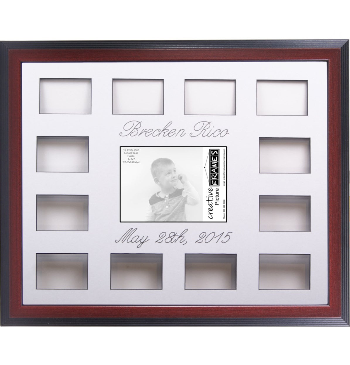Personalized 12 Month Collage Frame - Holds 1- 5x7 With 12- 2x3 Wallet ...