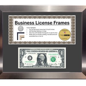 First Dollar With 3.5x8.5 License Frame With Mat - 8.5x11-inch Frame ...