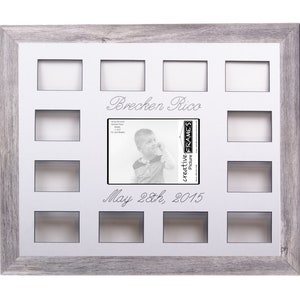 Personalized 12 Month Collage Frame - Holds 1- 5x7 With 12- 2x3 Wallet ...