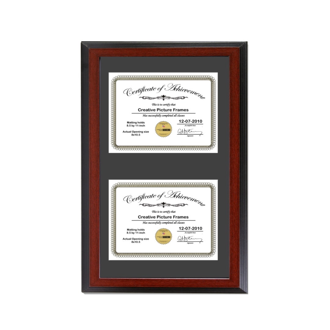 Mahogany Double Diploma Frame With Mat - Holds 2 Diplomas of the Same ...