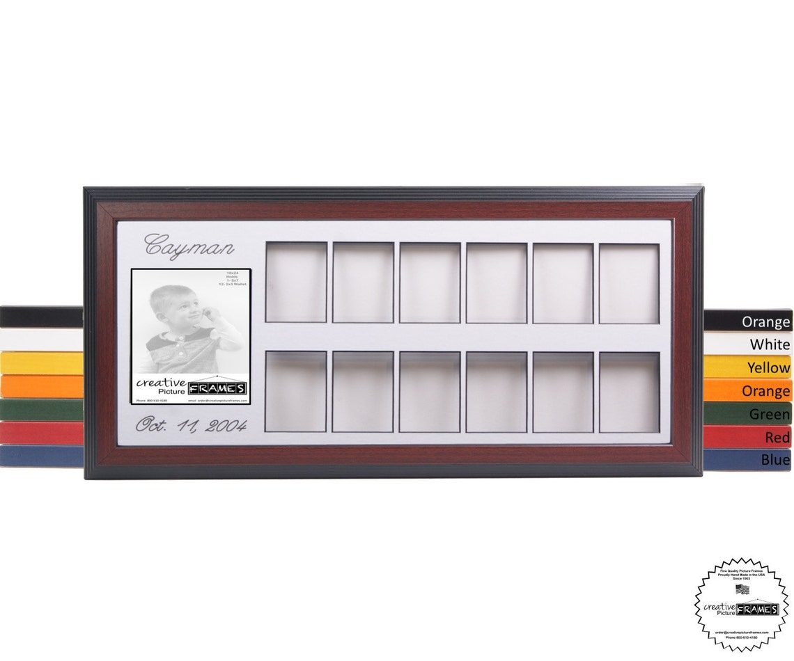 Personalized 12 Month Photo Collage Frame Holds 1- 4x6 and 12- 2x3 ...