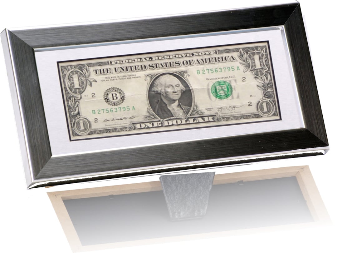 First Dollar Frame With Mat - 4x9 Stainless Steel Frame Designed to ...