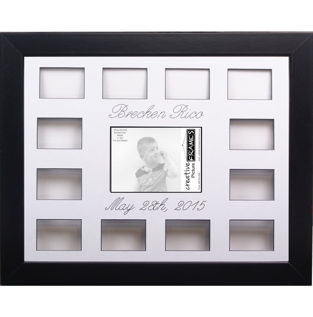 Personalized 12 Month Collage Frame - Holds 1- 5x7 With 12- 2x3 Wallet ...