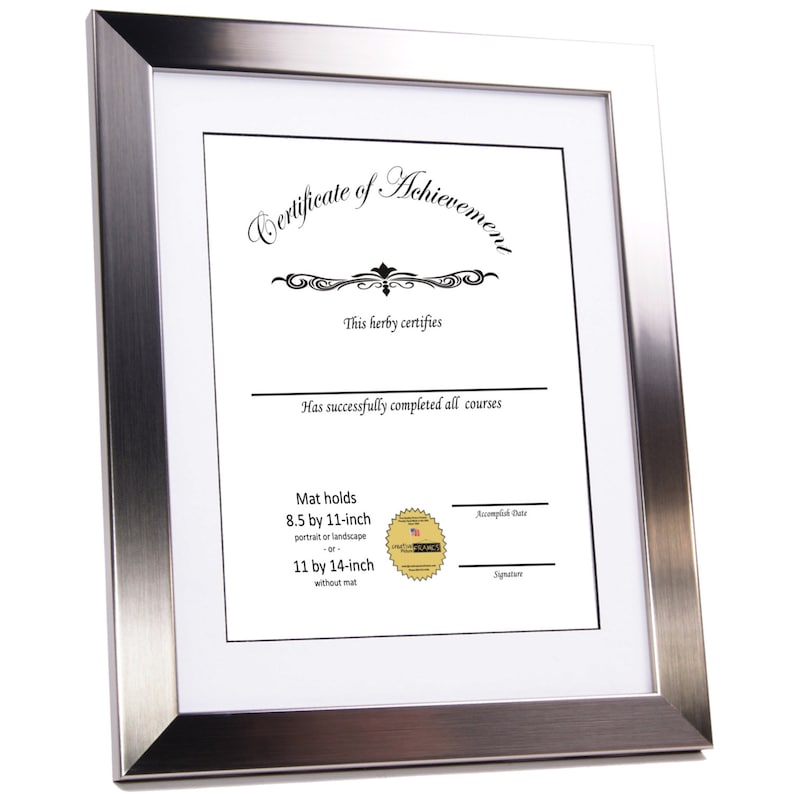 Stainless Steel Diploma Frame Displays 8.5x11 With Mat or - Etsy