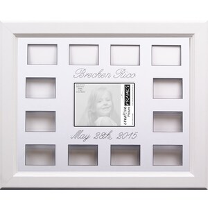 Personalized 12 Month Collage Frame - Holds 1- 5x7 With 12- 2x3 Wallet ...